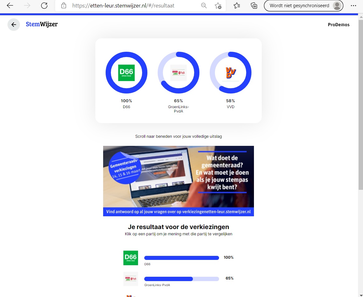 D66 Etten-Leur — Stemwijzer Etten-Leur online
